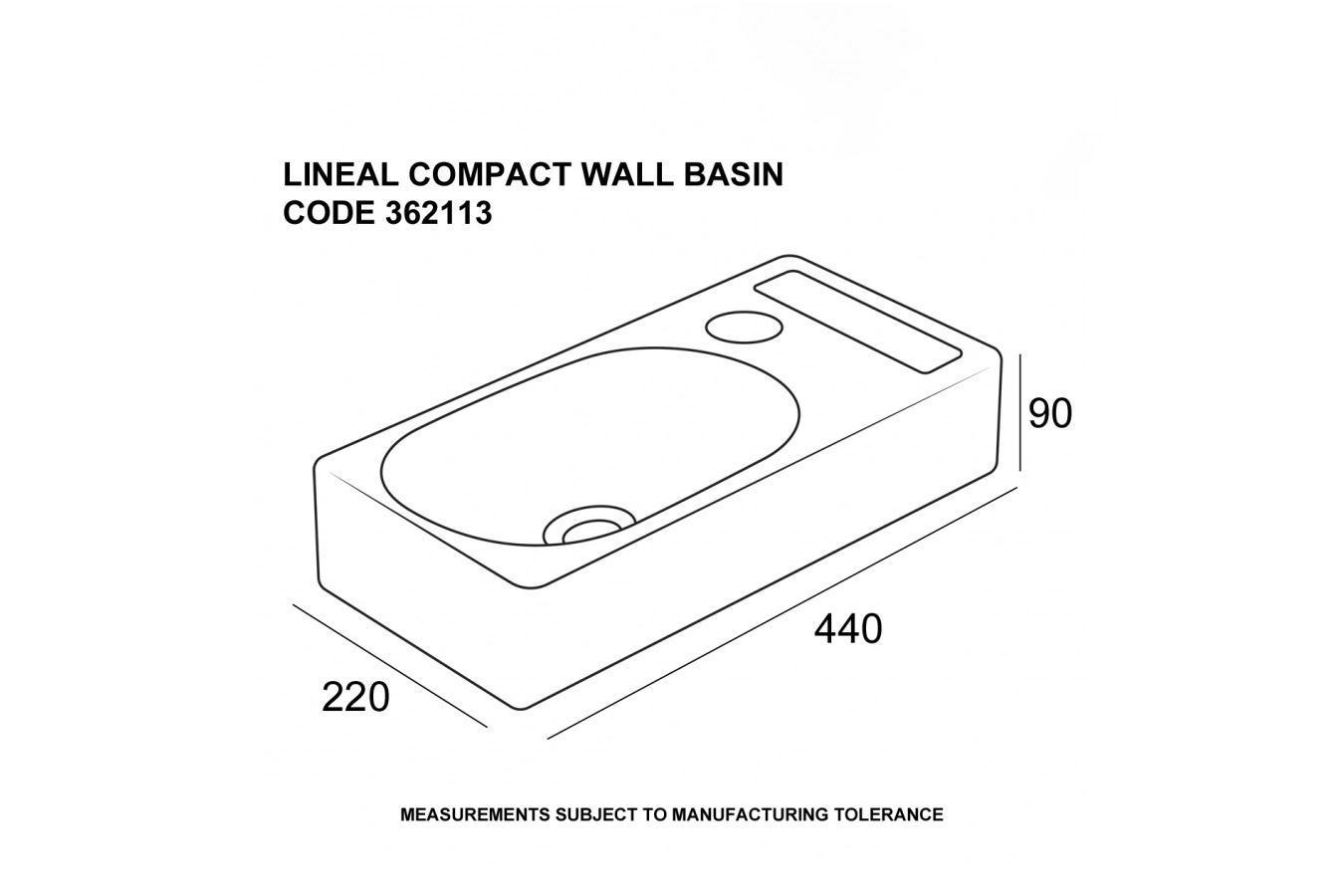 Lineal Compact Wall Basin | Basins | Oakleys Bathroom Supplies