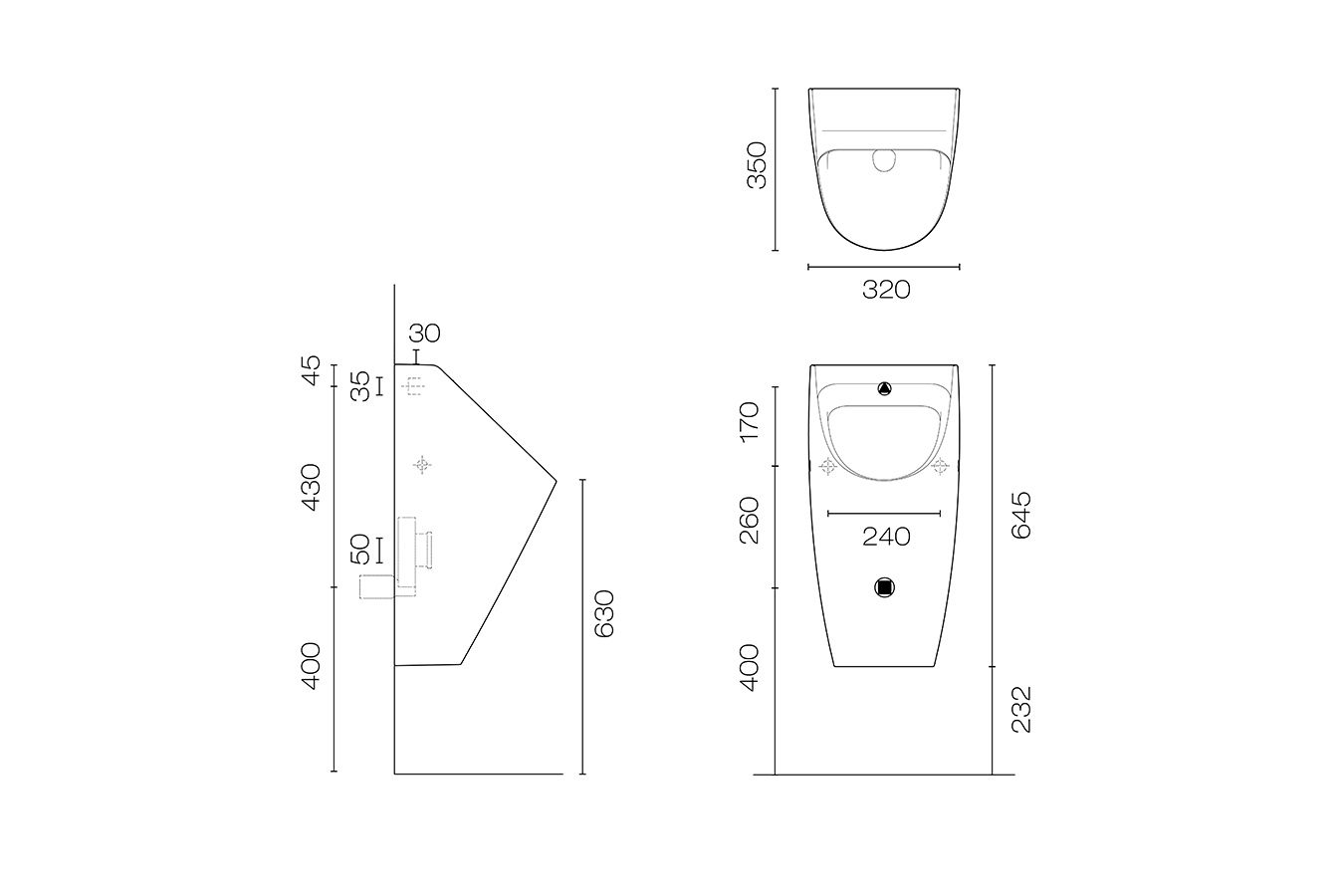 Sfera Urinal Rear Inlet | Toilets | Oakleys Bathroom Supplies