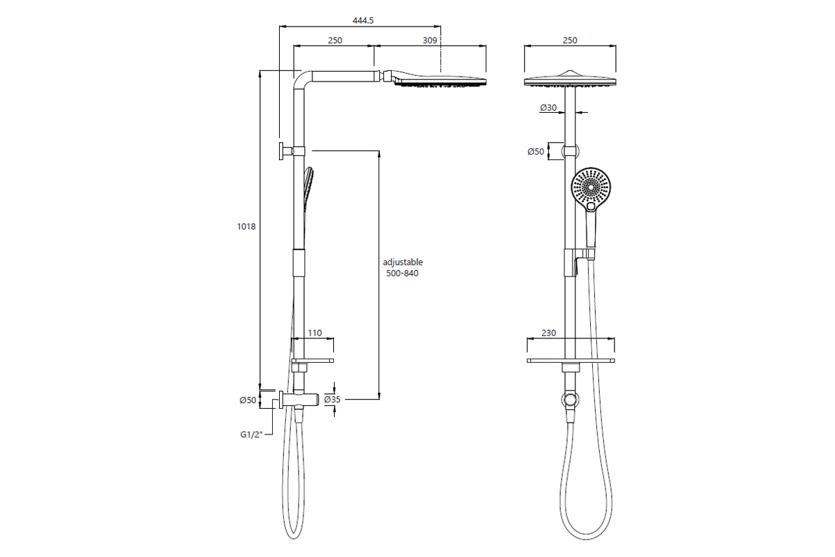 Splash Lux Column Shower 3 Function | Tapware | Oakleys Bathroom Supplies
