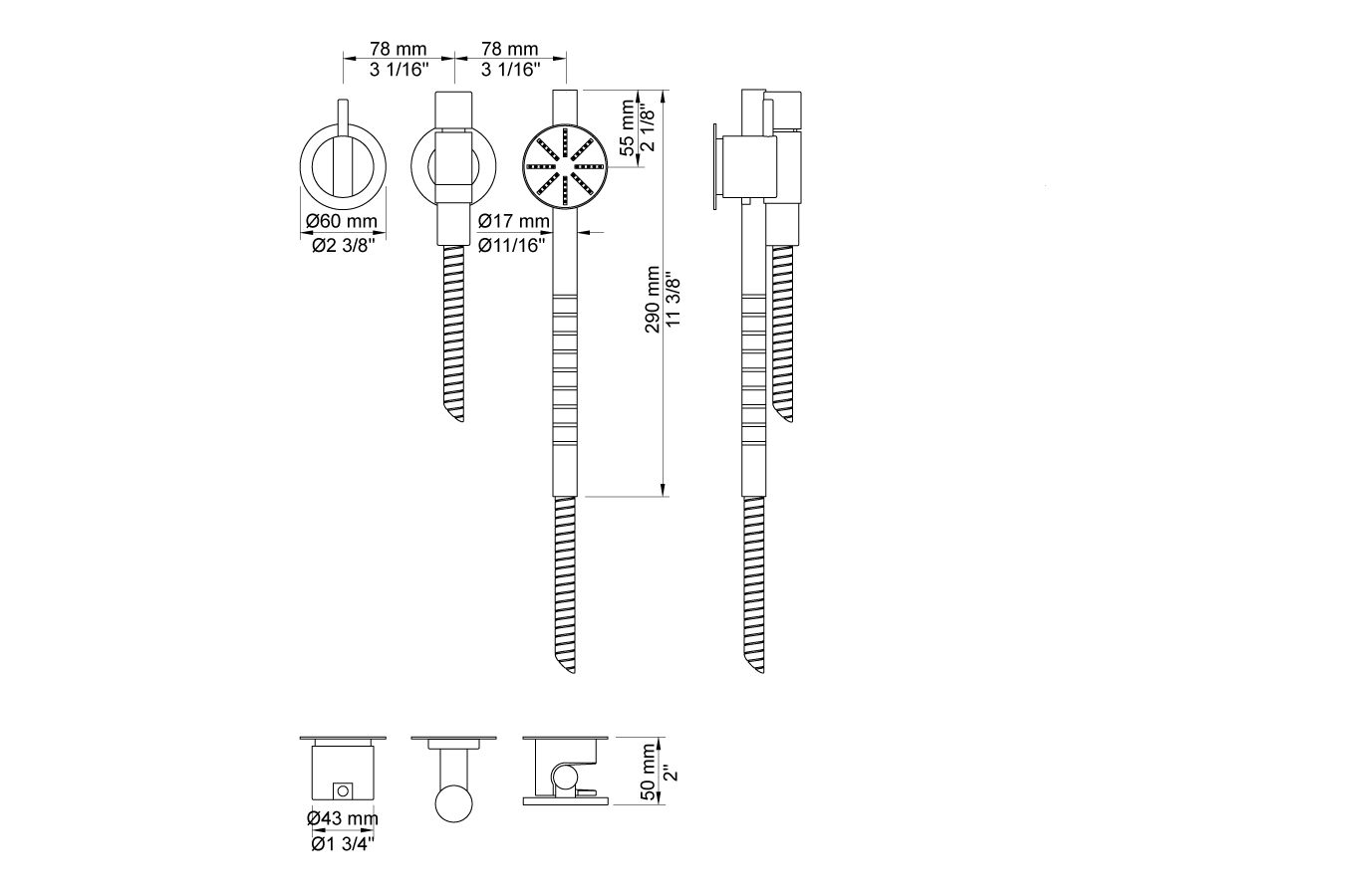 Vola 2171S One Handle Mixer and Hand Shower | Tapware | Oakleys Bathroom Supplies