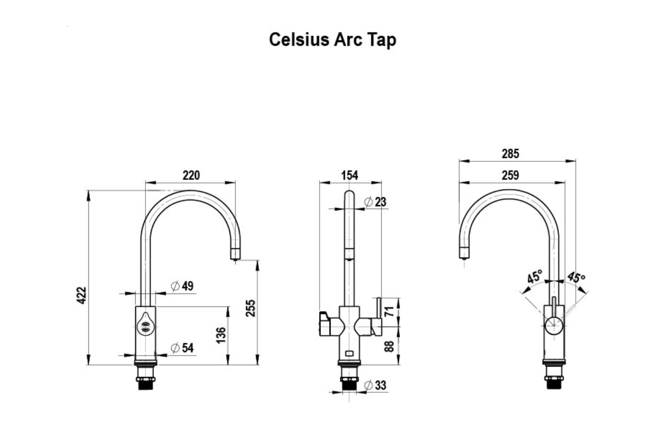 Zenith Celsius Arc HydroTap | Multi Taps | Oakleys Bathroom Supplies